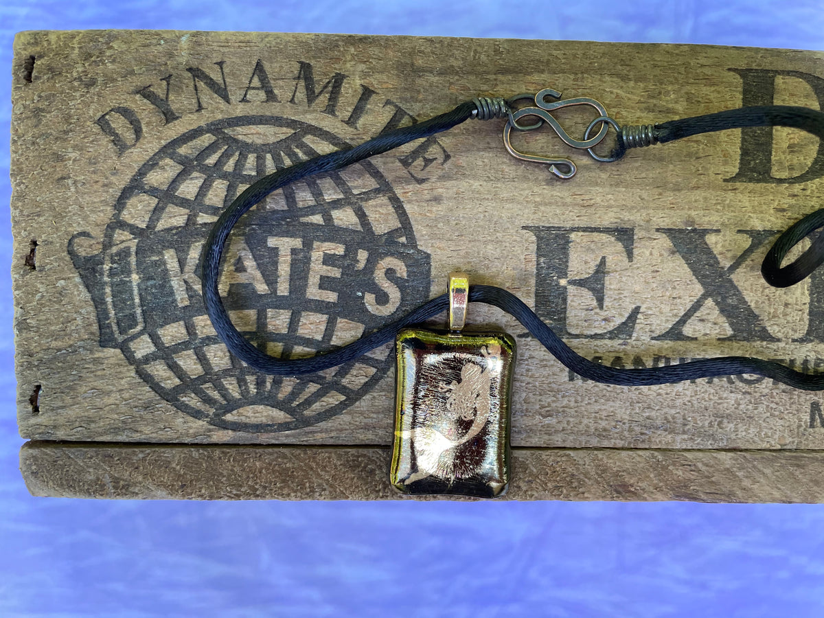 Gold Swimming Mermaid on Iridescent Glass Pendant – Kate's TNT